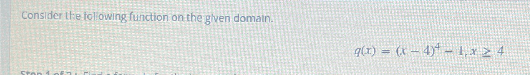 Solved Consider the following function on the glven | Chegg.com