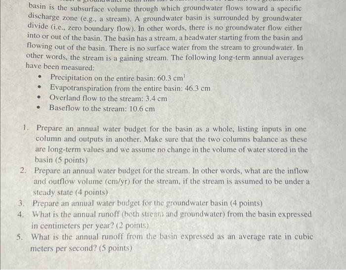 Solved basin is the subsurface volume through which | Chegg.com