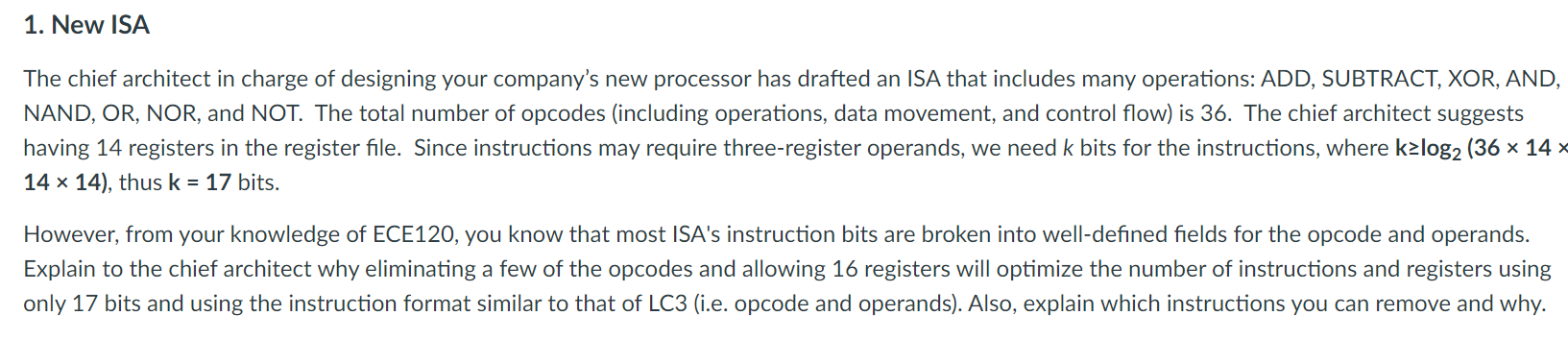 Solved 1. ﻿New ISAThe chief architect in charge of designing | Chegg.com