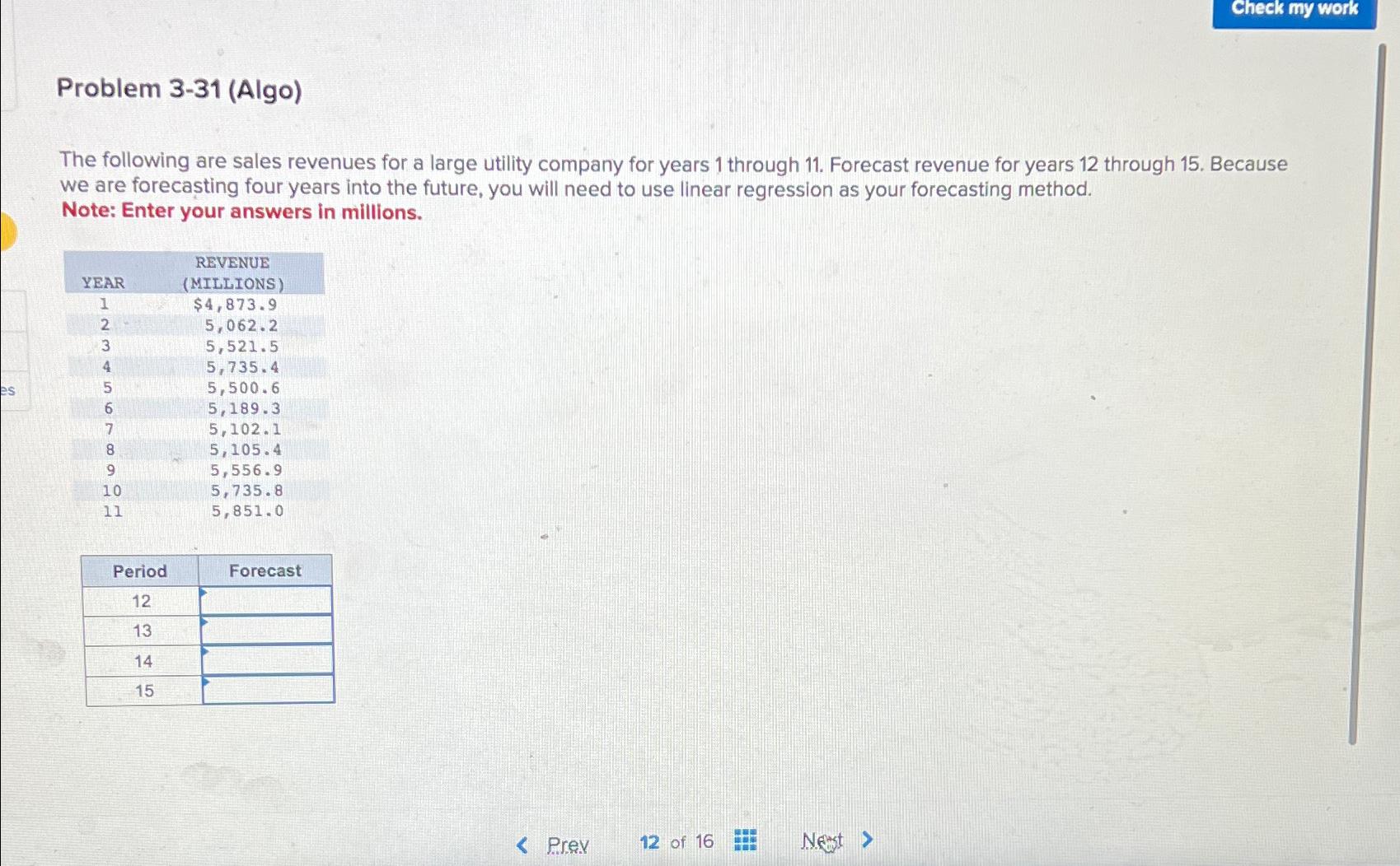 Solved Check my workProblem 3-31 (Algo)The following are | Chegg.com
