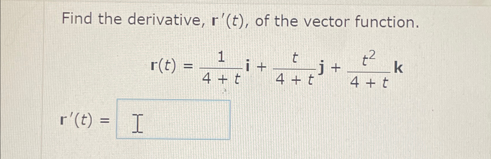 Solved Find the derivative, r'(t), ﻿of the vector | Chegg.com