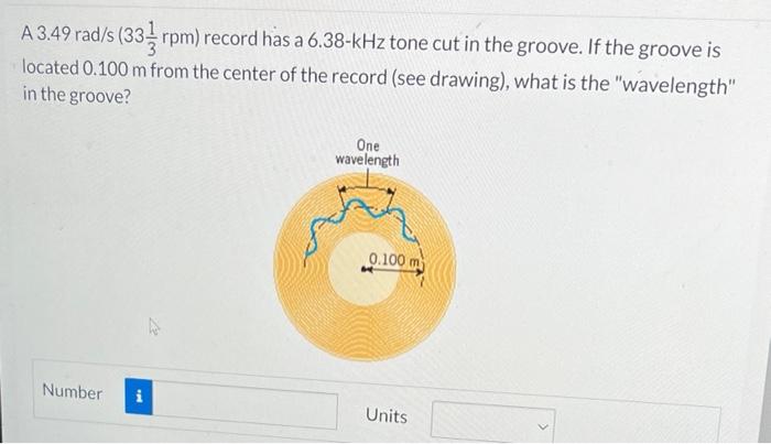 Solved A 3.49rad/s(3331rpm) record has a 6.38−kHz tone cut | Chegg.com
