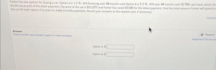 Solved Parker has two options for buying a car. Option A is | Chegg.com