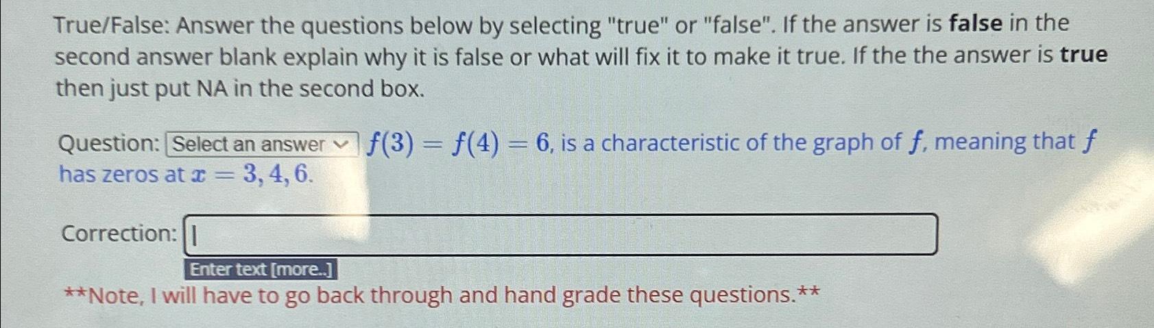 Solved True False Answer The Questions Below By Selecting