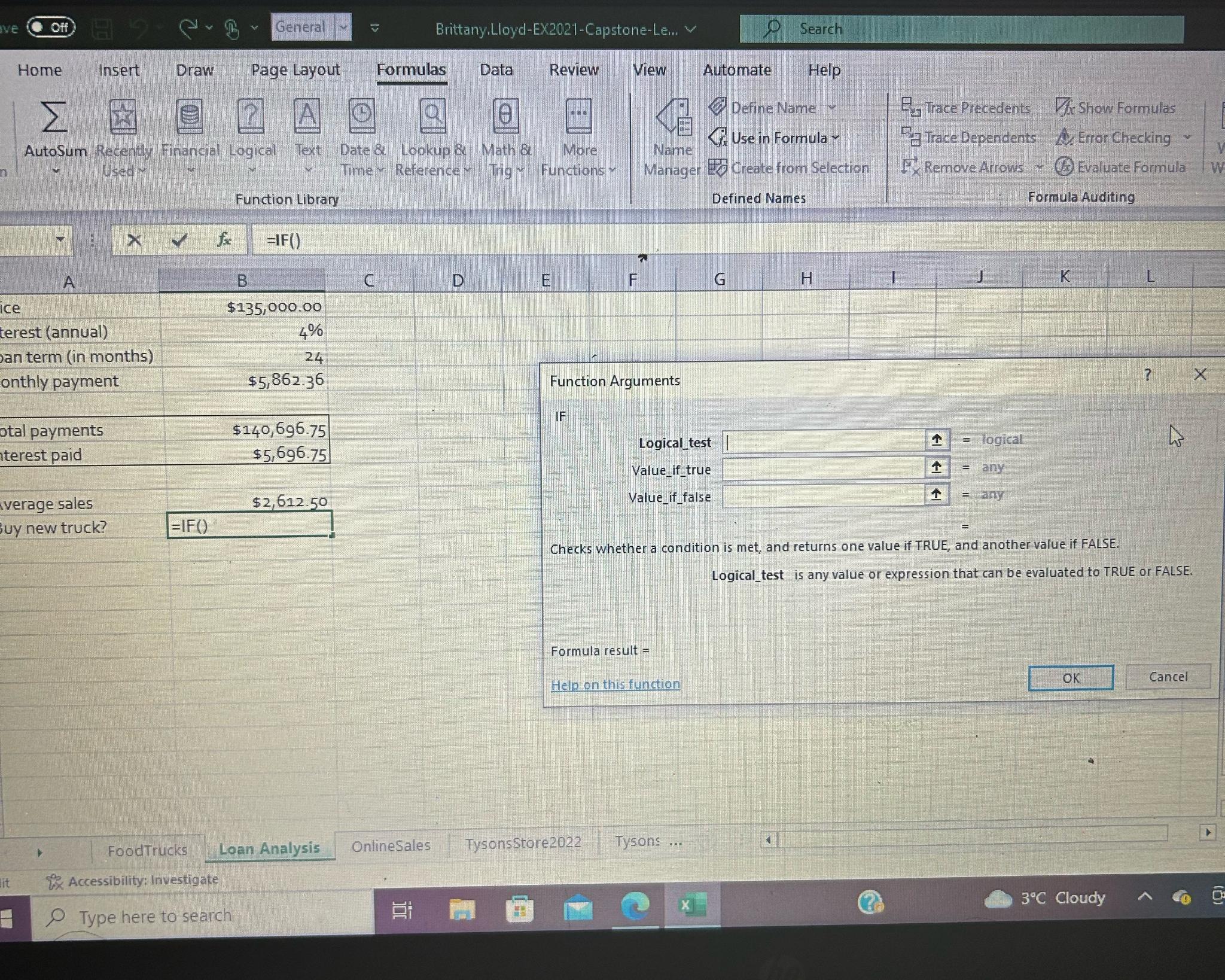 Solved In cell B10, ﻿eneter a formula using the If dunction | Chegg.com