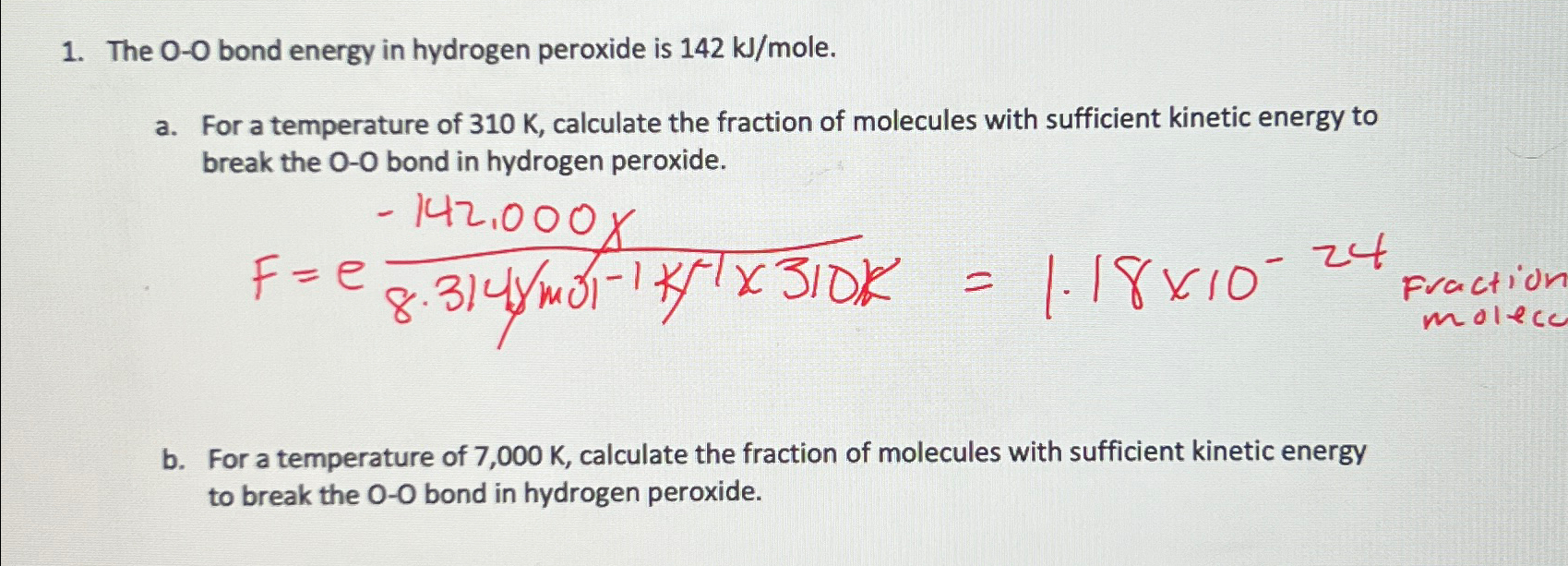 Solved The O-O ﻿bond energy in hydrogen peroxide is | Chegg.com