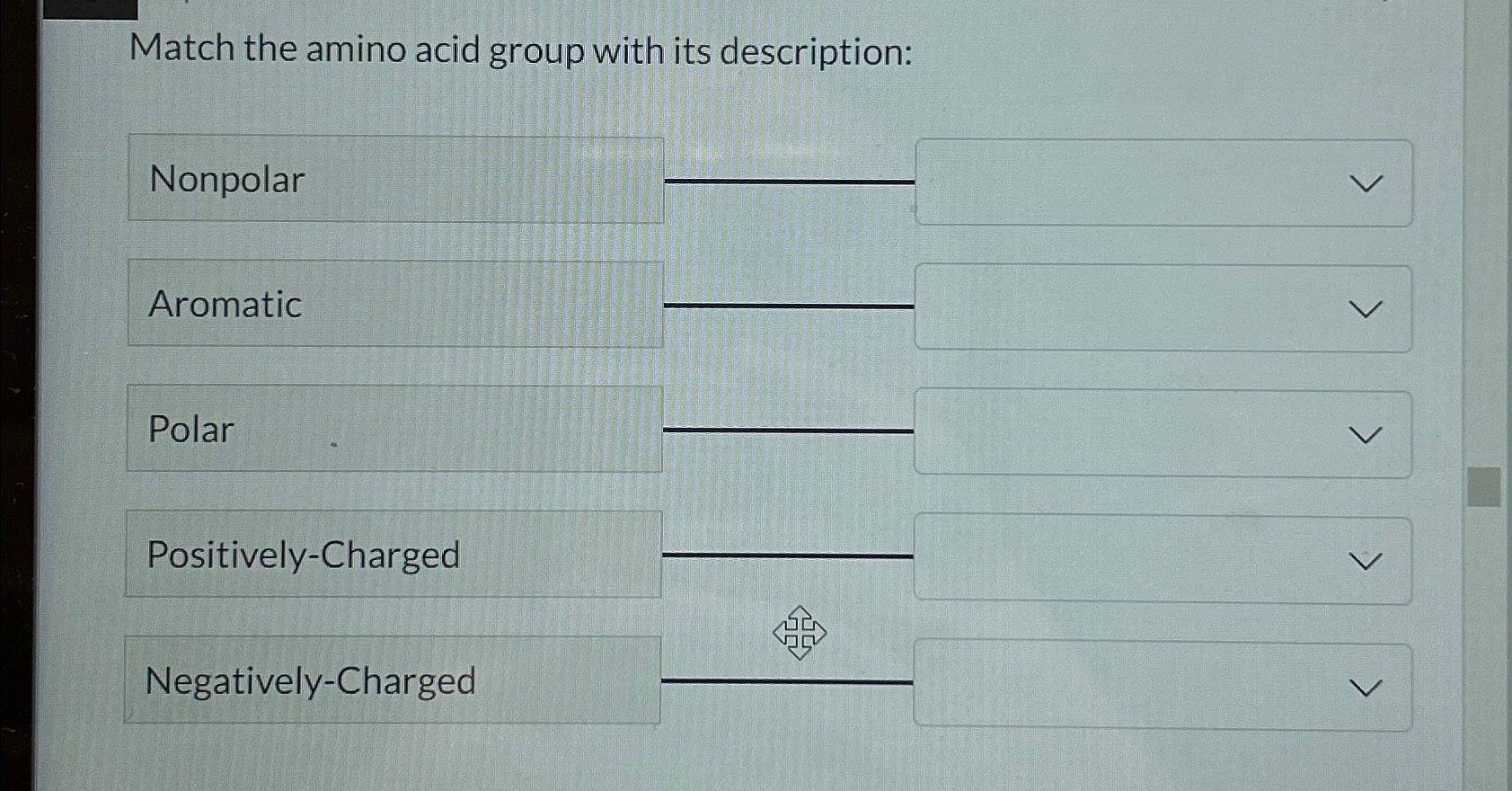 Solved Match the amino acid group with its description: | Chegg.com