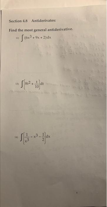 Solved Find the most general antiderivative. 12) | Chegg.com