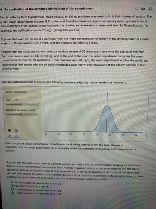 Solved 4. An application of the sampling distribution of the | Chegg.com