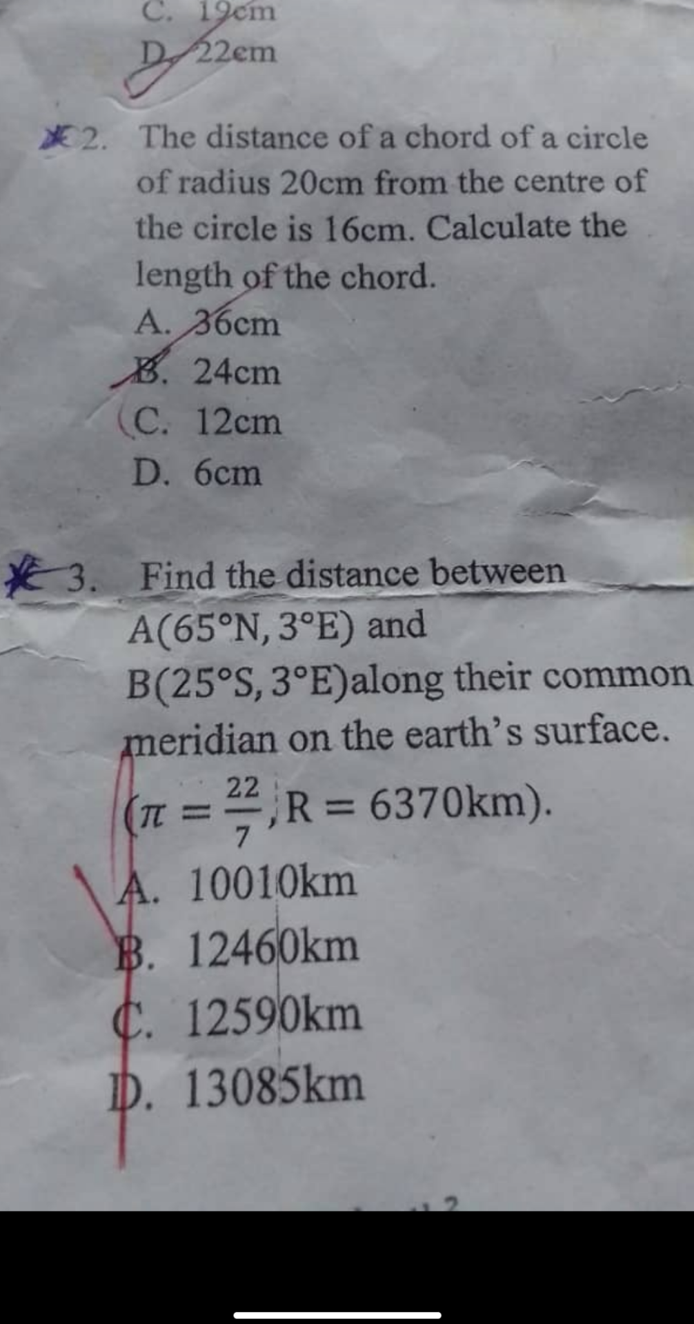*2. ﻿The distance of a chord of a circle of radius | Chegg.com