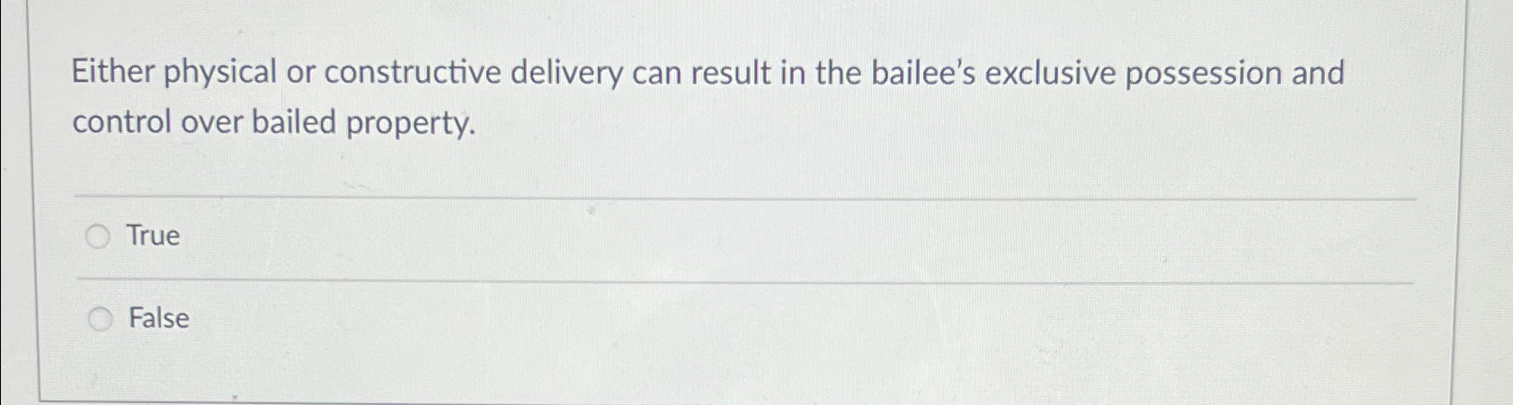 Solved Either physical or constructive delivery can result | Chegg.com