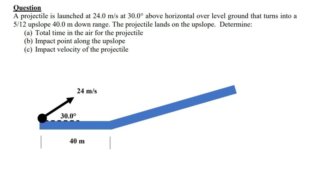 Solved Question A projectile is launched at 24.0 m/s at | Chegg.com