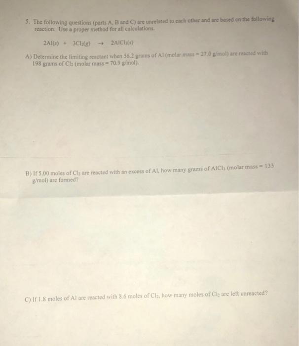 Solved 5. The following questions (parts A, B and C) are | Chegg.com