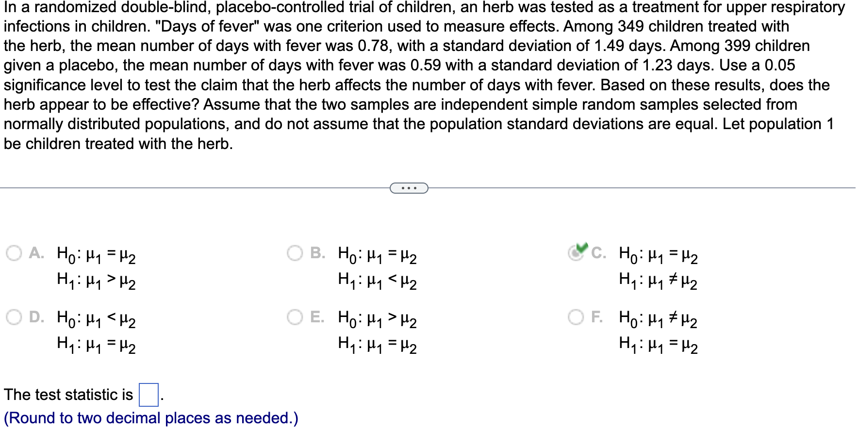 Solved In ﻿a randomized double-blind, placebo-controlled | Chegg.com