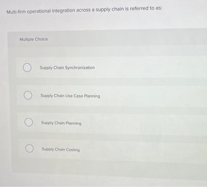 Solved Multi-firm operational integration across a supply | Chegg.com