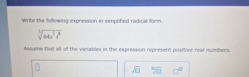 Solved Write the following expression in simplified radical | Chegg.com
