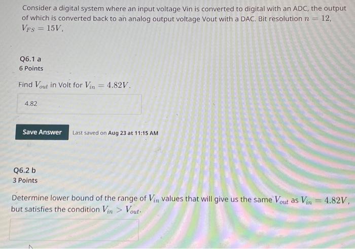 Solved Consider a digital system where an input voltage Vin | Chegg.com