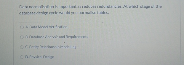 Solved Data Normalisation Is Important As Reduces