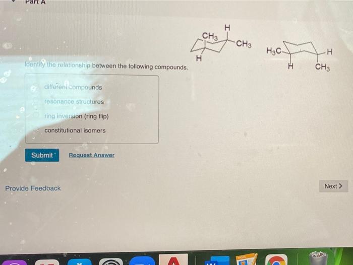 Solved A H CH3 CH3 H3C . H Identify the relationship between | Chegg.com