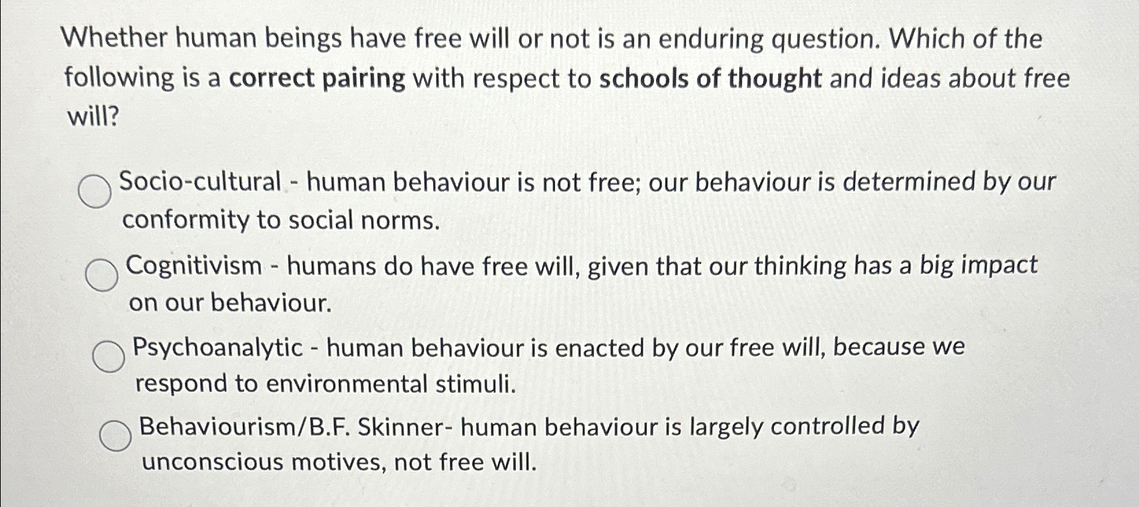Solved Whether human beings have free will or not is an | Chegg.com