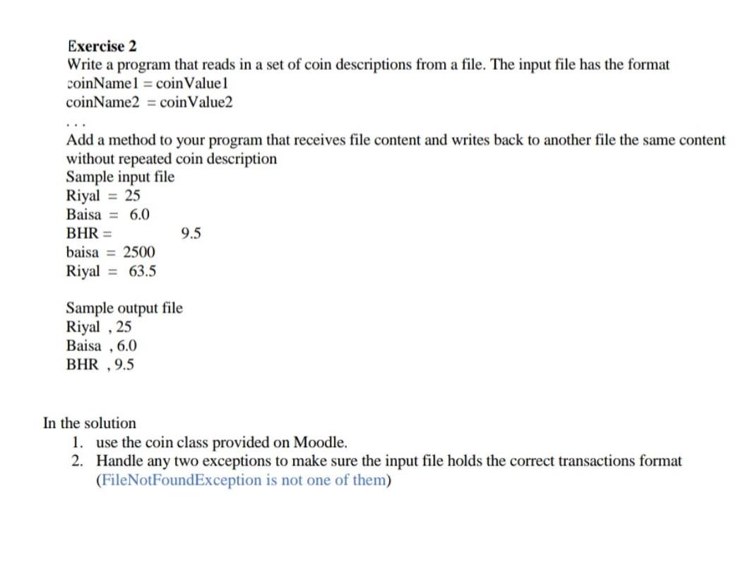 Solved Exercise 2 Write a program that reads in a set of | Chegg.com