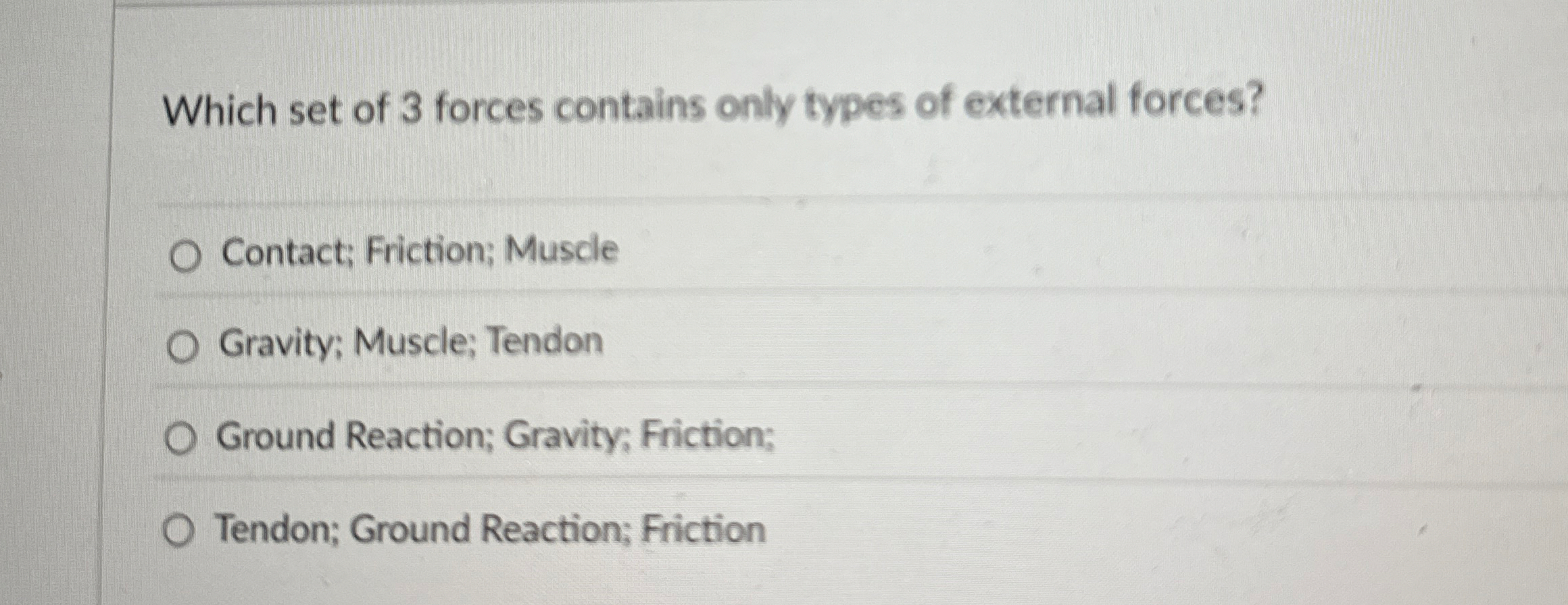 Solved Which set of 3 ﻿forces contains only types of | Chegg.com