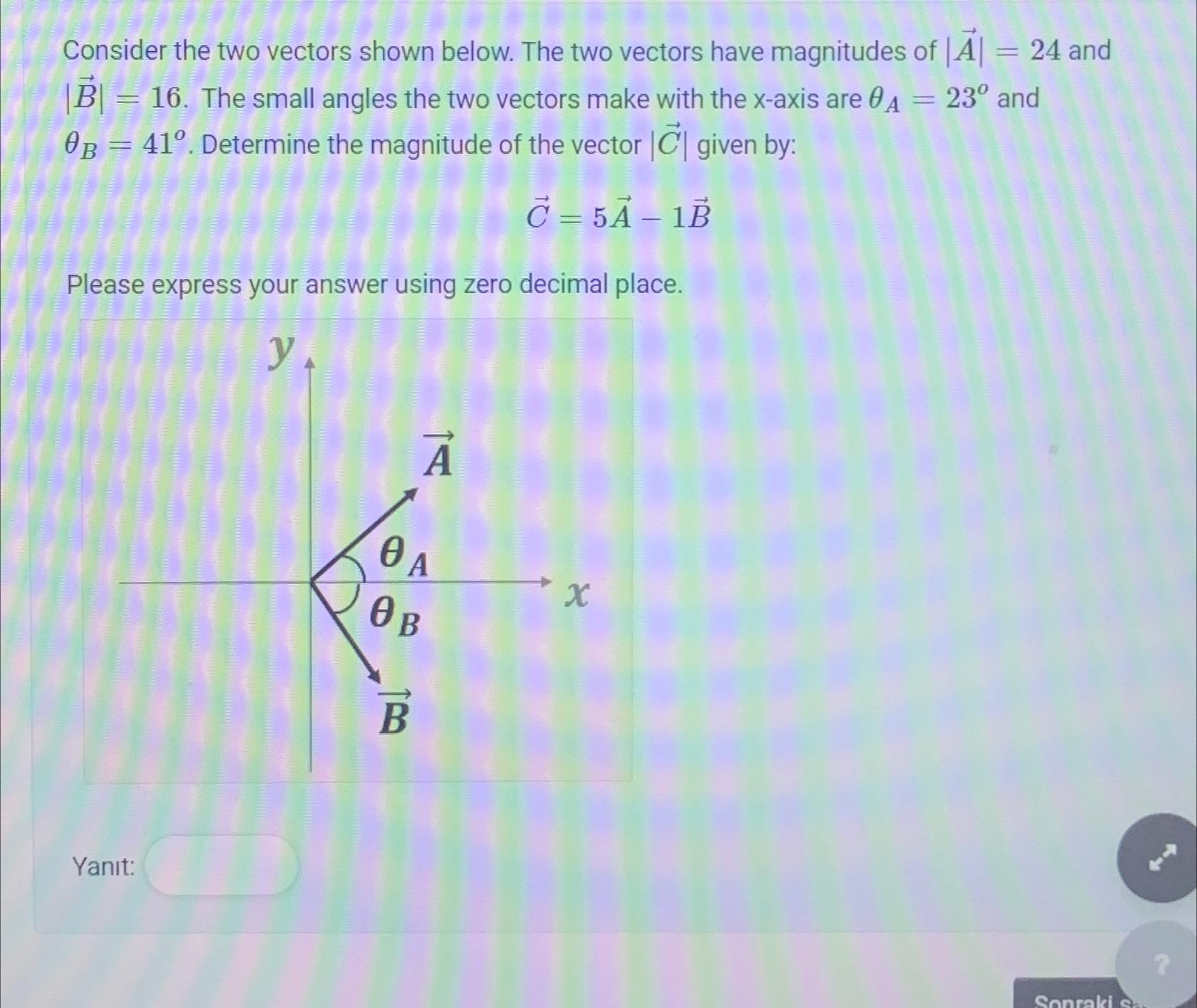 Solved Consider the two vectors shown below. The two vectors | Chegg.com