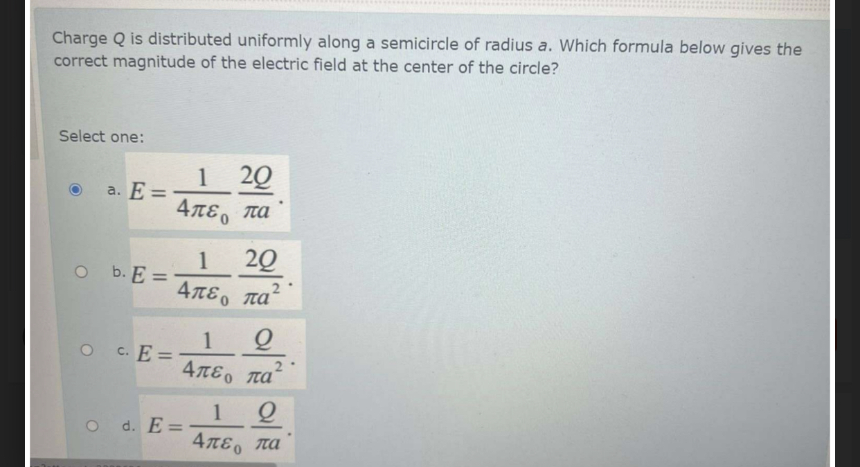 Solved Charge Q ﻿is distributed uniformly along a semicircle | Chegg.com