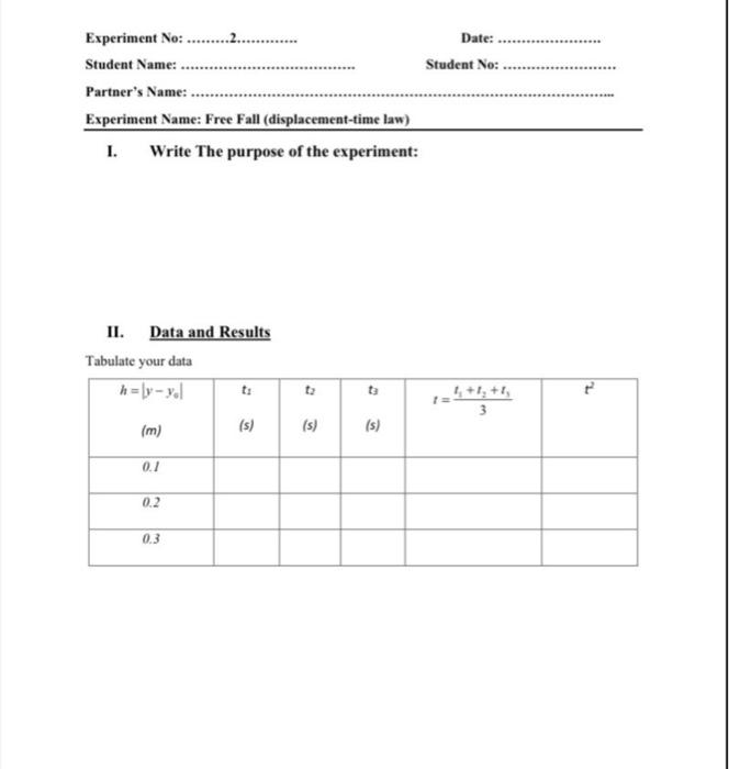 II. Data and Results Tabulate your data4. Plot a | Chegg.com