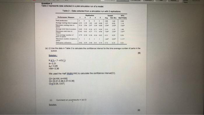 Solved Question Table 2 represents data collected in a plot | Chegg.com