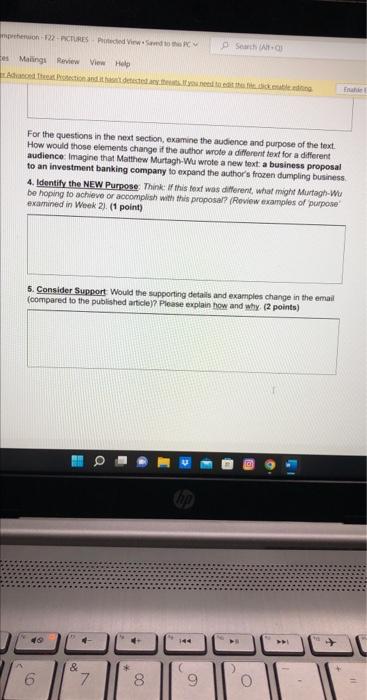 Portfolio Task #1: Reading Comprehension (5\%) Your | Chegg.com