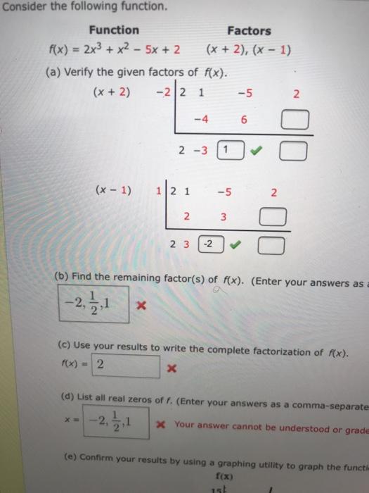 Solved Consider the following function. Function Factors | Chegg.com