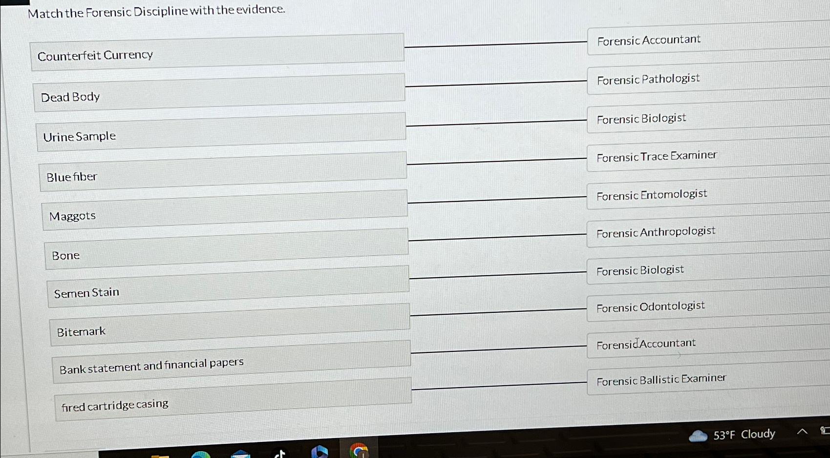 Solved Match the Forensic Discipline with the | Chegg.com