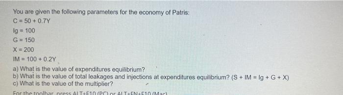 Solved You are given the following parameters for the | Chegg.com