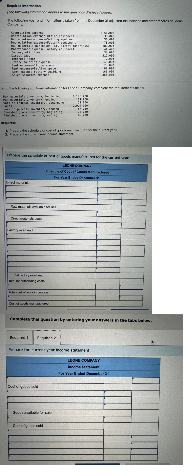 Solved Required information[The following information | Chegg.com