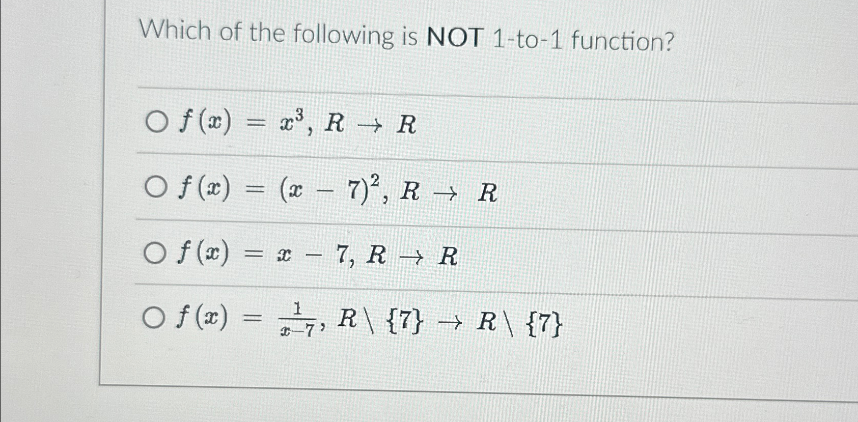 Solved Which of the following is NOT 1-to-1 | Chegg.com