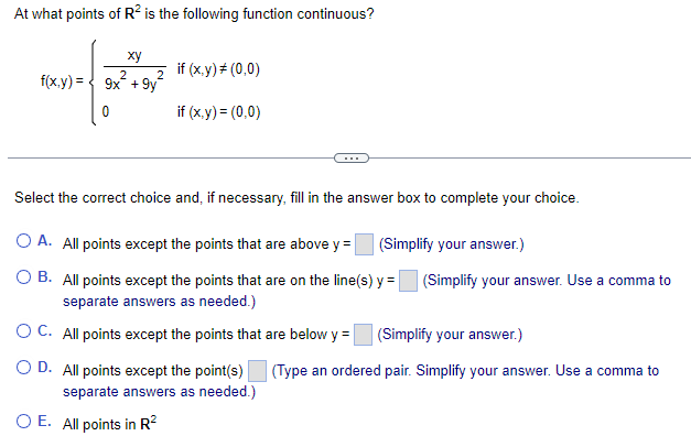 At what points of R2 ﻿is the following function | Chegg.com