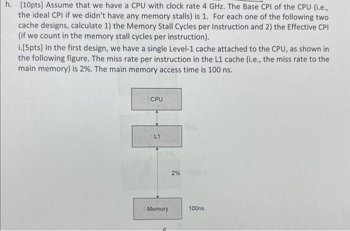 Solved [10pts] Assume that we have a CPU with clock rate | Chegg.com