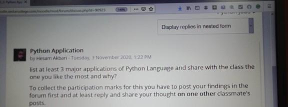 Solved Display replies in nested form Python Application by | Chegg.com