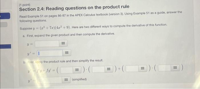 Solved (1 point) Section 2.4: Reading questions on the | Chegg.com