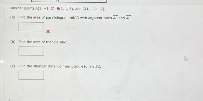 Solved Consider points \\( A(3,-1,2), B(2,1,5) \\), and \\( | Chegg.com