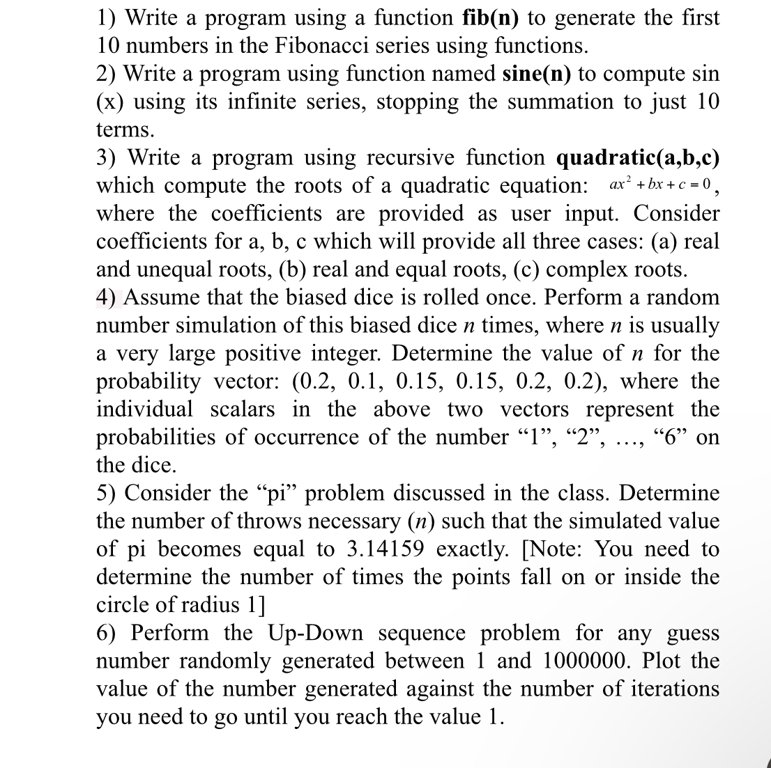 Write a program using a function fib(n) ﻿to generate | Chegg.com