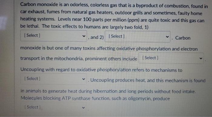 Solved Carbon monoxide is an odorless, colorless gas that is | Chegg.com