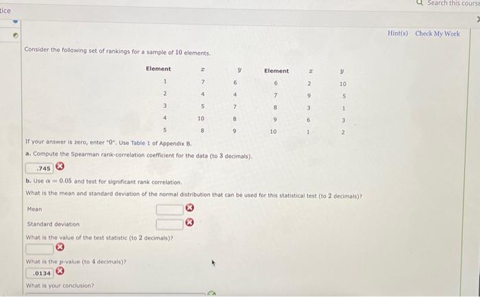 Solved Consider the following set of rankings for a sample | Chegg.com