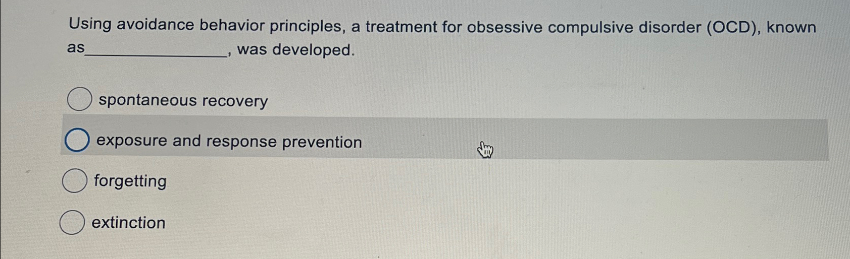 Solved Using avoidance behavior principles, a treatment for | Chegg.com