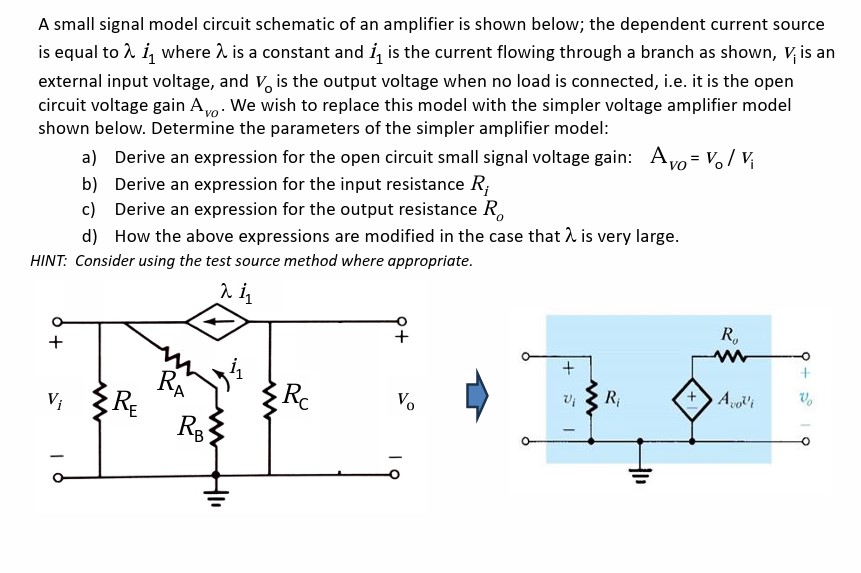 Solved A small signal model circuit schematic of an | Chegg.com