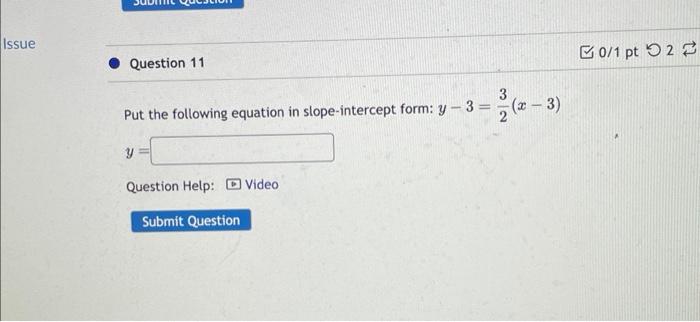 Solved Put the following equation in slope-intercept form: | Chegg.com