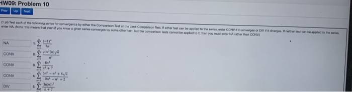 Solved HW09: Problem 10 Up Net Teach of the following series | Chegg.com