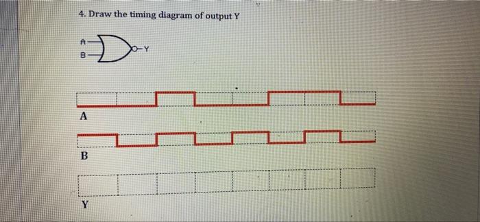 Solved 4. Draw the timing diagram of output Y A B A B Y 5. | Chegg.com