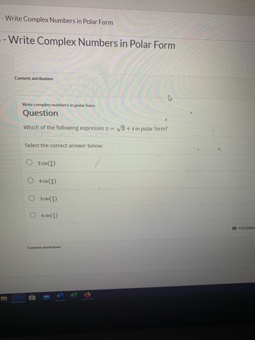 Solved -- Write Complex Numbers in Polar Form -- Write | Chegg.com